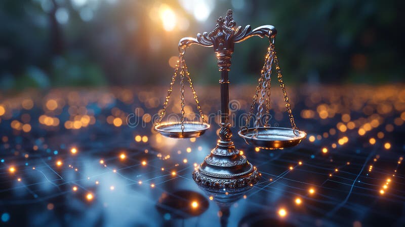 A Symbolic Scale Representing Justice Rests upon a Digitally ...