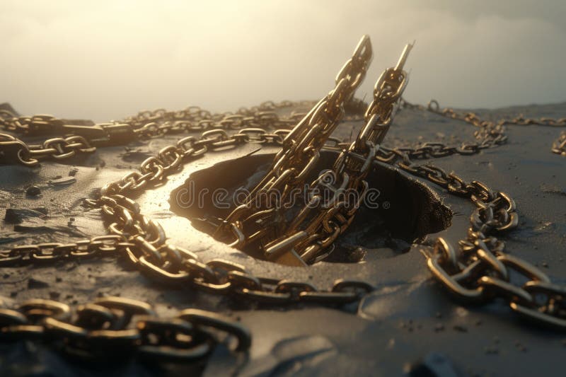 Symbolic Scene of a Broken Chain Emphasizing the Stock Illustration ...