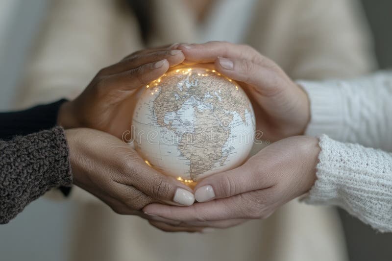 A Symbolic Scene of Hands Cradling Planet Earth, Representing Harmony ...