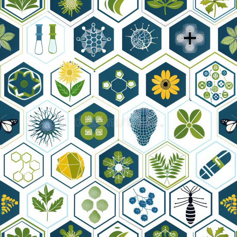 Symbolic Seamless Pattern, Science Research, Green Energy, Alternative ...