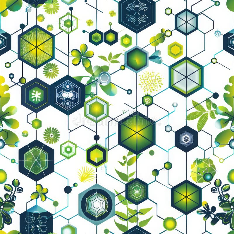 Symbolic Seamless Pattern, Science Research, Green Energy, Alternative ...