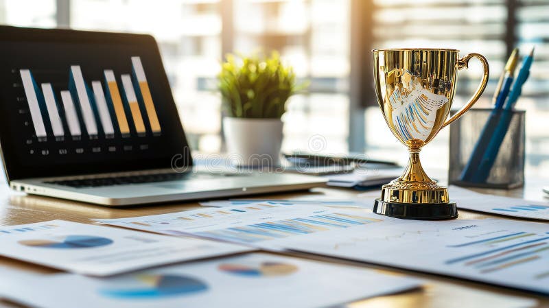Symbolic of Success and High Performance, this Trophy Sits on a Desk ...