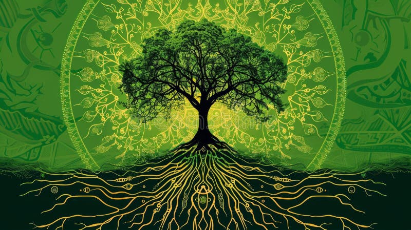 Symbolic Tree Mirroring Human Energy System Illustration Stock Photo ...