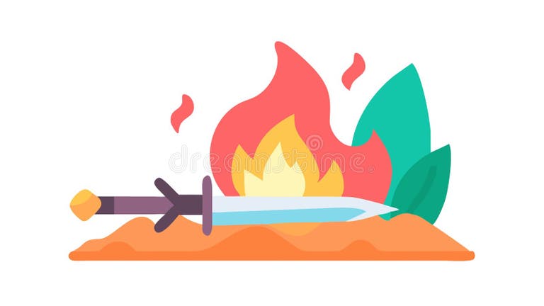 Sword in Fire, Challenging Feats, Vector Design Generative AI Stock ...