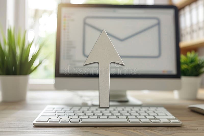 Symbolic White Envelope with Arrow Pointing To Computer Screen Email ...