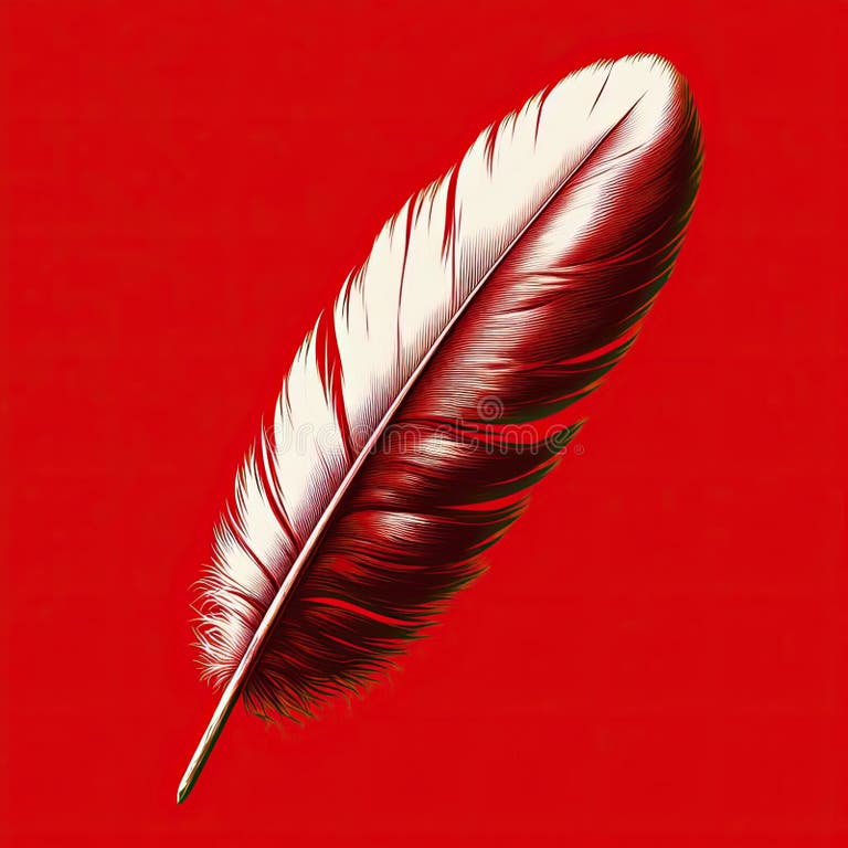 Symbolic White Feather in Harsh Red Light Stock Illustration ...