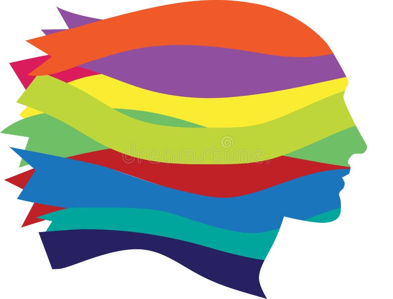Symbolic Woman Face Made of Multi-color Ribbons Stock Vector ...