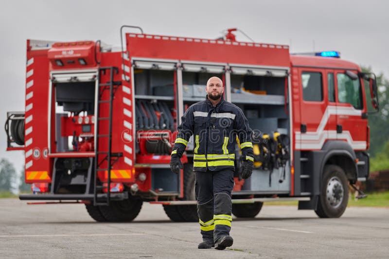 A Symbolically Brave Firefighter Strides Forward with Unwavering ...