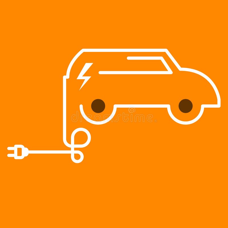 Symbolisk Elbil Med Proppen Vektor Illustrationer - Illustration av ...