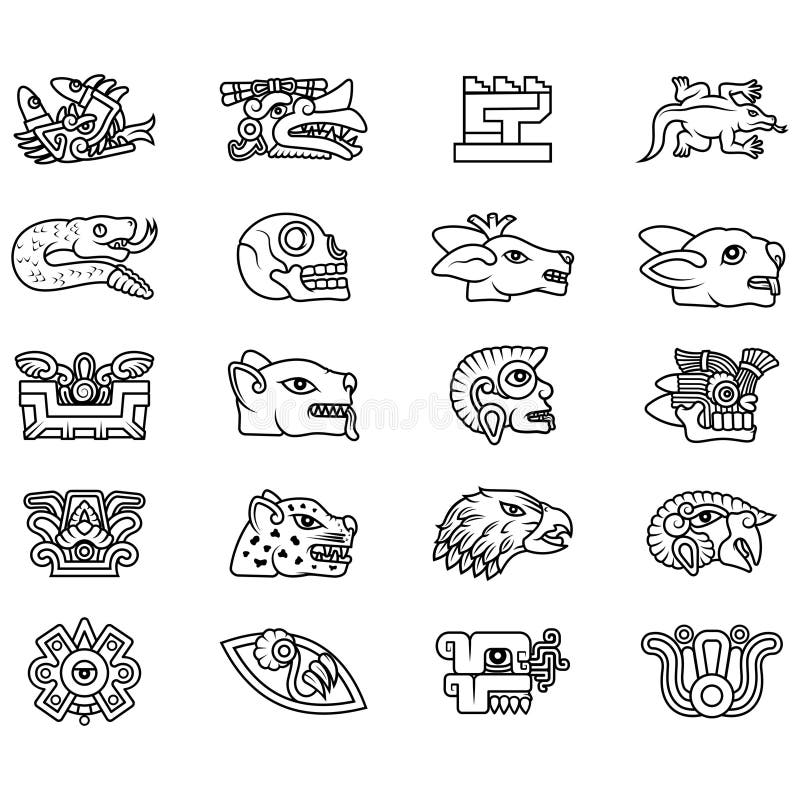 Symbolism of the Ancient Aztec Civilization Stock Vector - Illustration ...