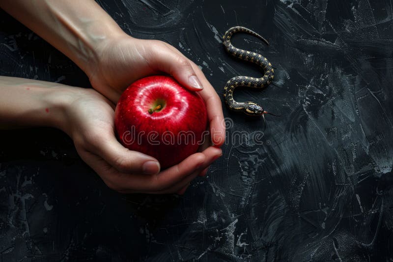 The Symbolism of the Forbidden Fruit, Apple and Sanke. AI Generated ...