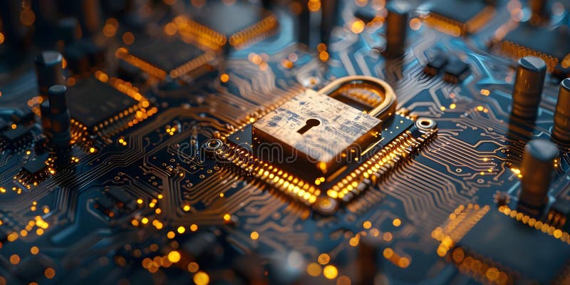 The Symbolism of a Padlock on a Microchip Board: Representing ...