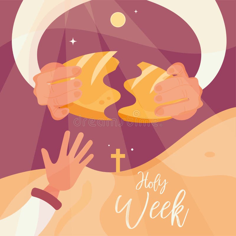 Symbolization of the Breaking of Bread Holy Week Vector Stock Vector ...