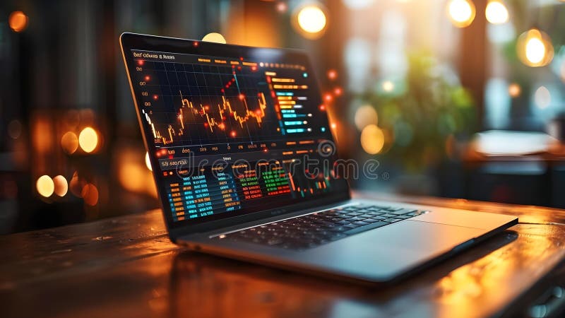 Symbolizing Business Success with Dynamic Charts on a Laptop Screen ...