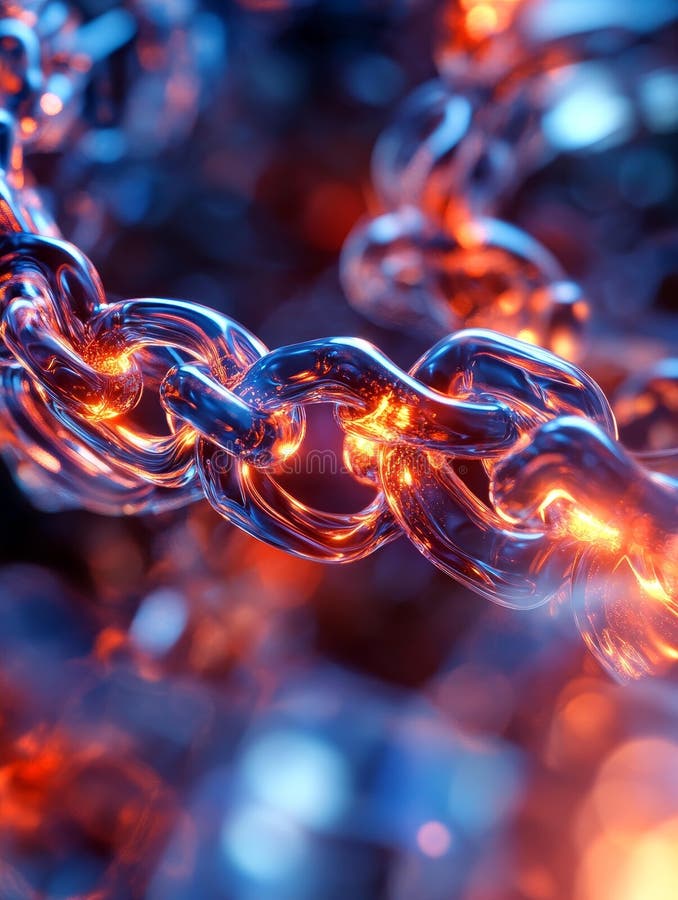 Abstract Fiery Blue Red Cellular Chain Links Symbolizing Connection ...