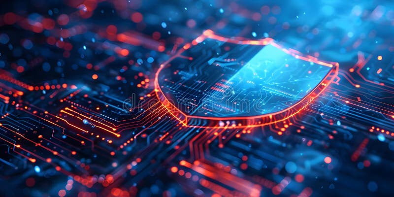 Symbolizing Cyber Defense: a Digital Shield of Interconnected Circuits ...