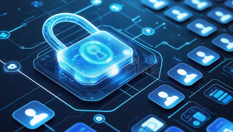 Cyber Secure with Blue Toned Aesthetic Soft Lighting and High Tech ...