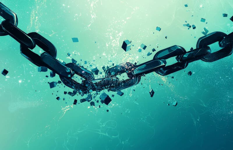 Symbolizing Digital Security, a Broken Chain Breaks Apart in Half ...