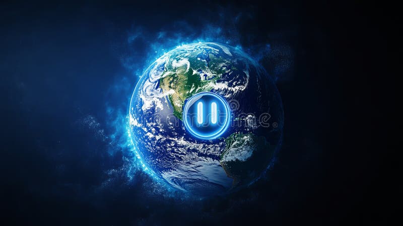 Symbolizing Earth Day with a Planet and Electrical Power Button ...