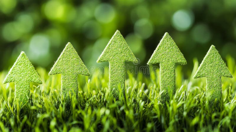 Symbolizing Eco Friendly Progress Arrows of Lush Green Grass Represent ...