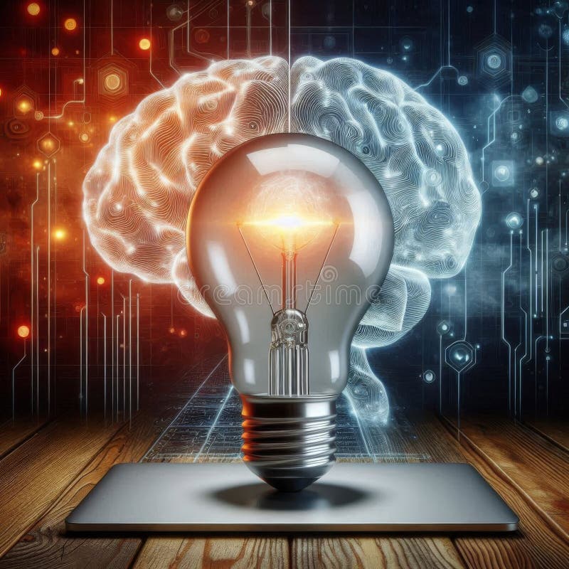 Symbolizing Future Tech, Intersects with a Brain Backdrop, Symbolizing ...