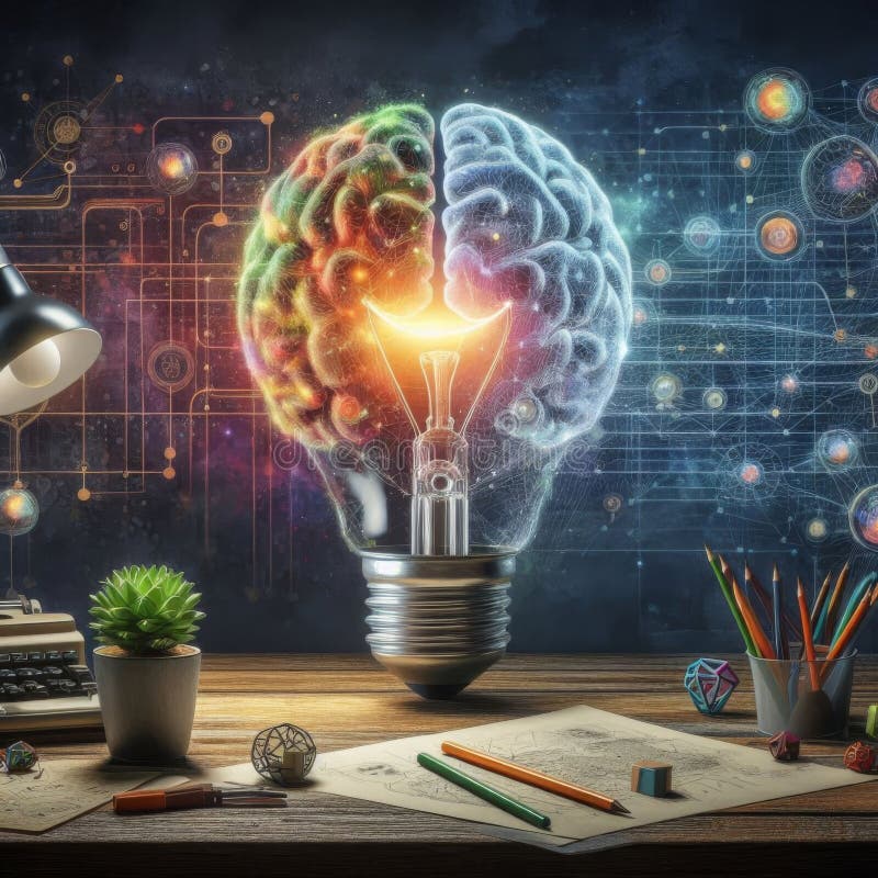 Symbolizing Future Tech, Intersects with a Brain Backdrop, Symbolizing ...