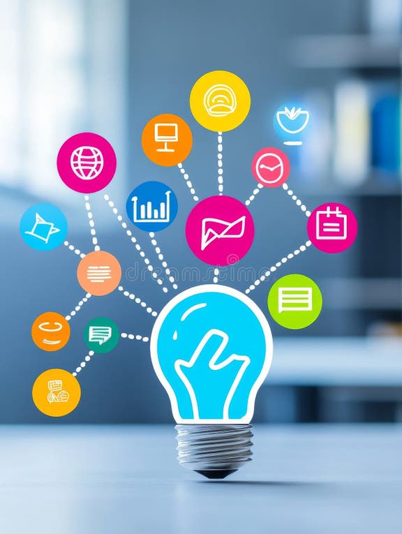 Bright Ideas a Business Startup Concept Symbolizing Innovation ...