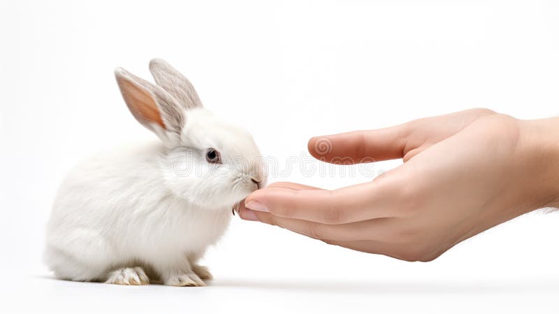 Symbolizing the Pet S Life, Fingertips Touch the Rabbit.AI Generated ...