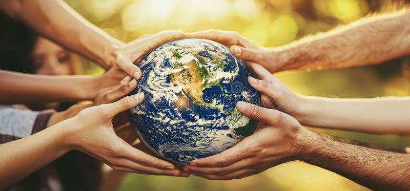 Symbolizing Unity, Teamwork, and Global Cooperation, Diverse Hands Hold ...