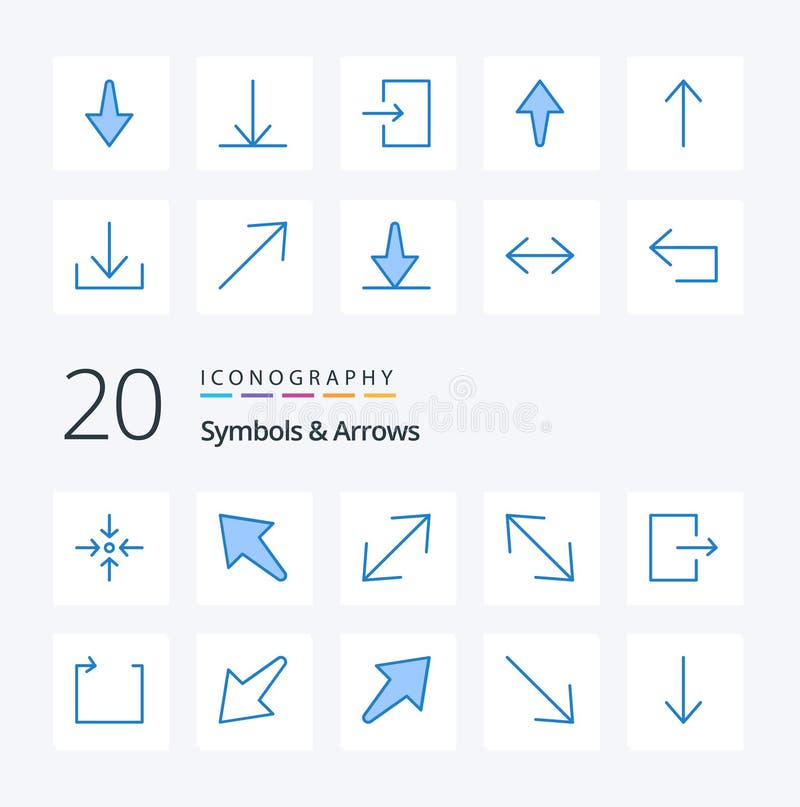 20 Symbols Arrows Blue Color Icon Pack Like Left Arrow Scale Repeat ...