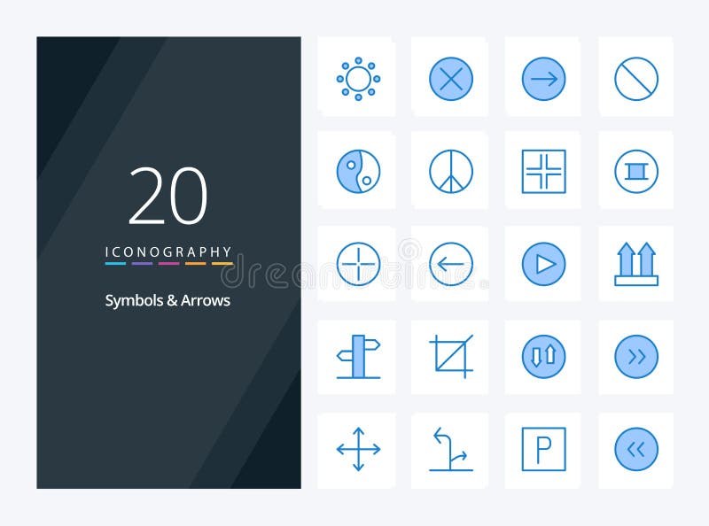 20 Symbols Arrows Blue Color Icon for Presentation Stock Vector ...