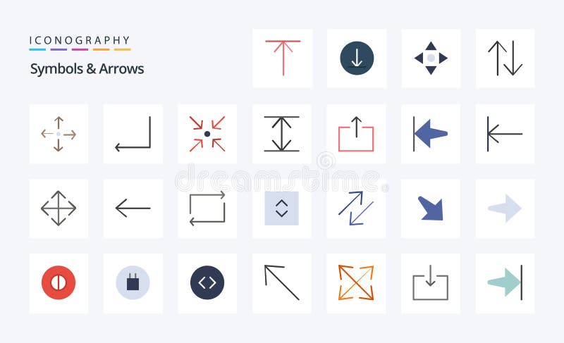 25 Symbols Arrows Flat Color Icon Pack Stock Vector - Illustration of ...