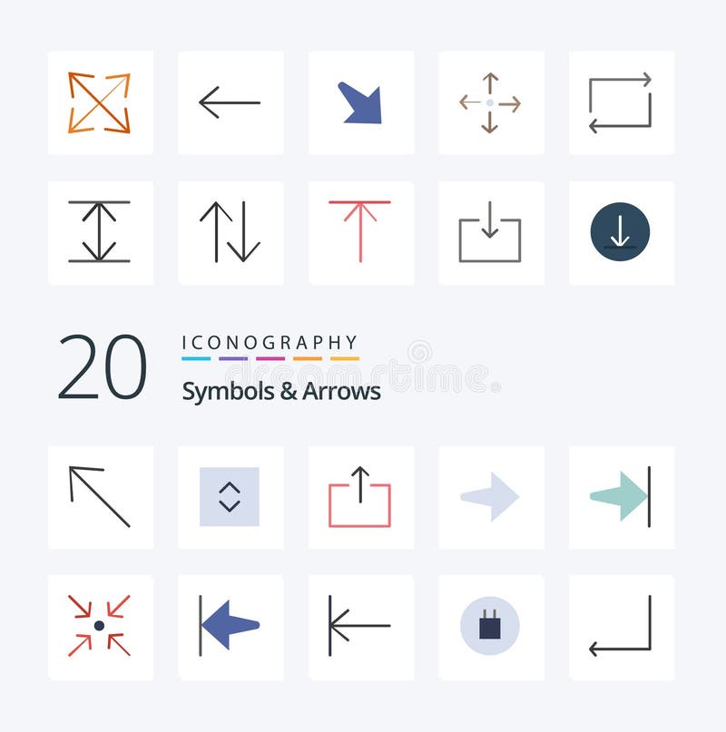 20 Symbols Arrows Flat Color Icon Pack Like Arrow Collapse Send Arrow ...