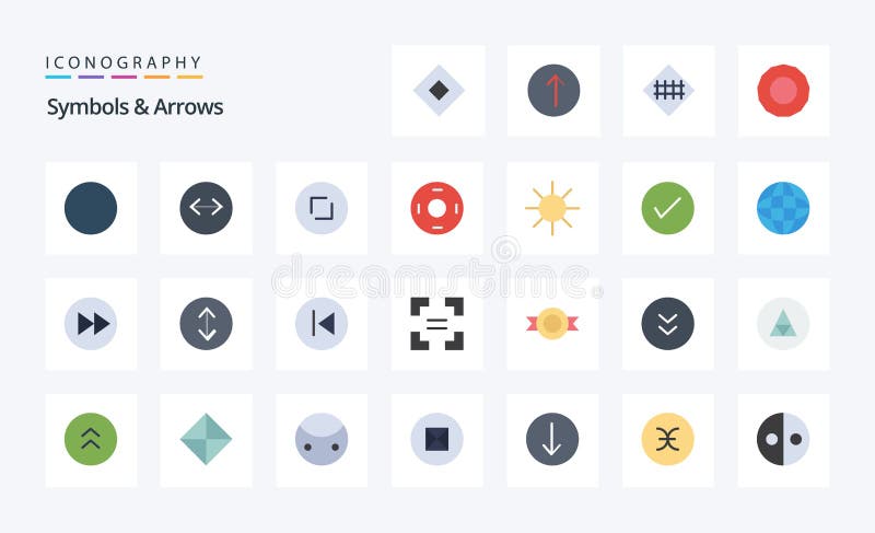 25 Symbols & Arrows Flat Color Icon Pack. Vector Icons Illustration ...
