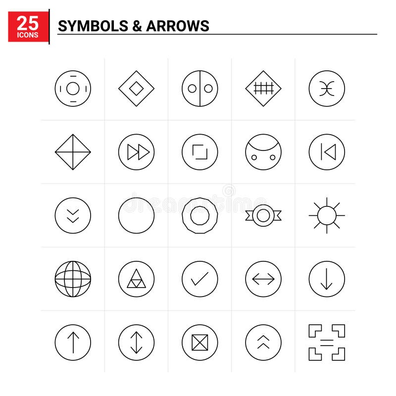 25 Symbols & Arrows Icon Set. Vector Background Stock Vector ...