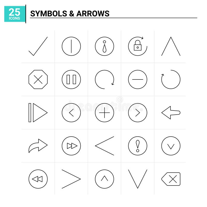 25 Symbols & Arrows Icon Set. Vector Background Stock Vector ...