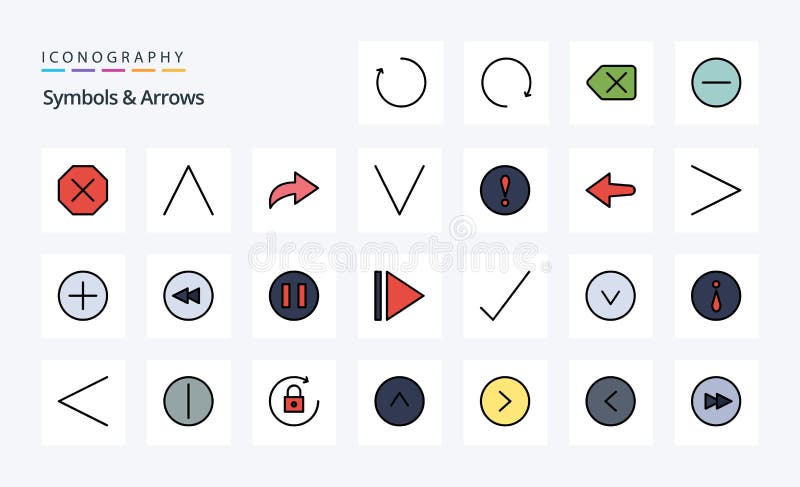 25 Symbols Arrows Line Filled Style Icon Pack Stock Vector ...