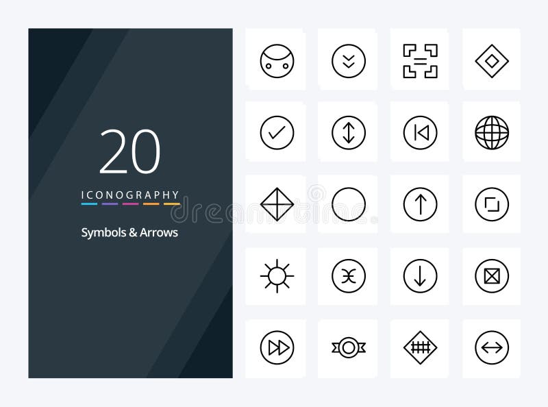 20 Symbols Arrows Outline Icon for Presentation Stock Vector ...