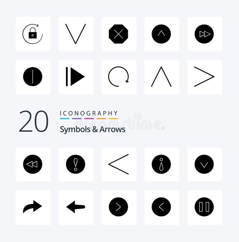 20 Symbols Arrows Solid Glyph Icon Pack Like Arrow Arrow Previous Down ...