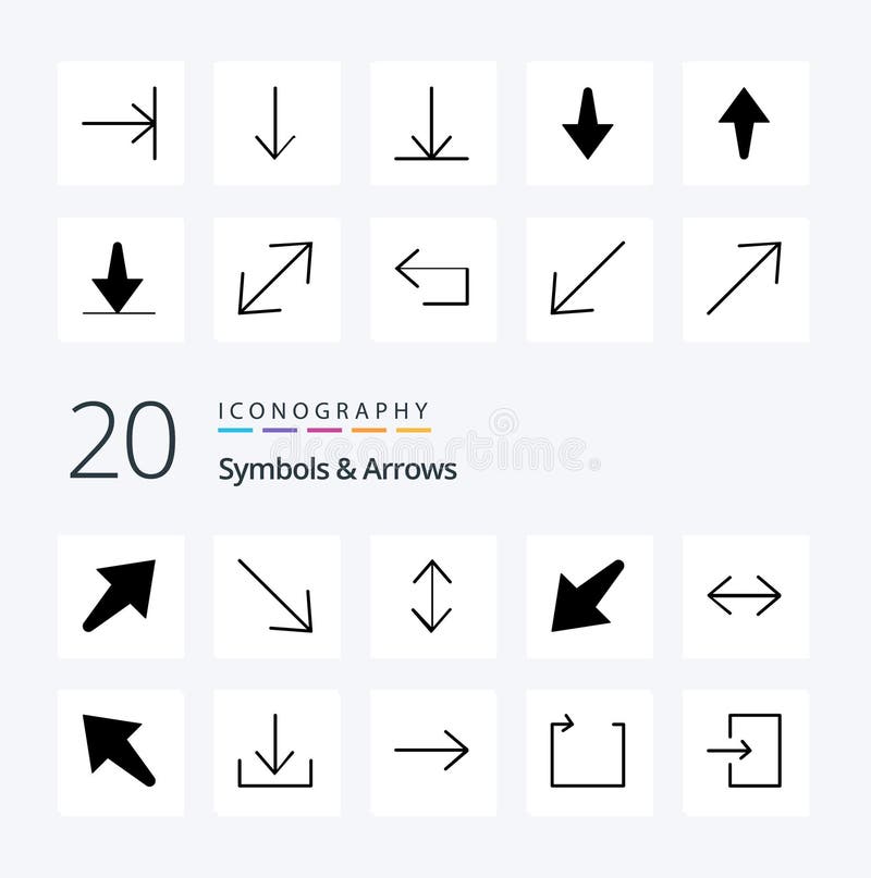 20 Symbols Arrows Solid Glyph Icon Pack Like Corner Down Finish Bottom ...