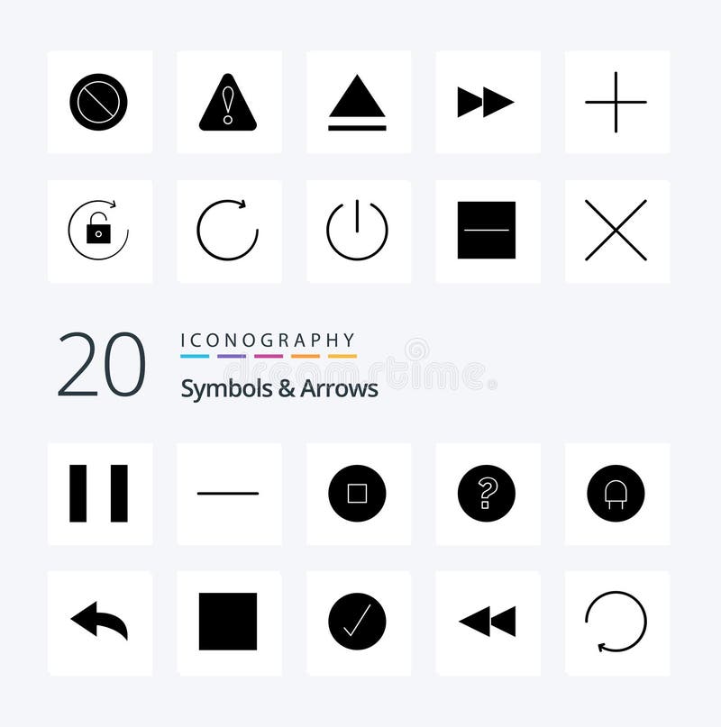 20 Symbols Arrows Solid Glyph Icon Pack Like Ok Circle Charge Check Undo Stock Vector ...