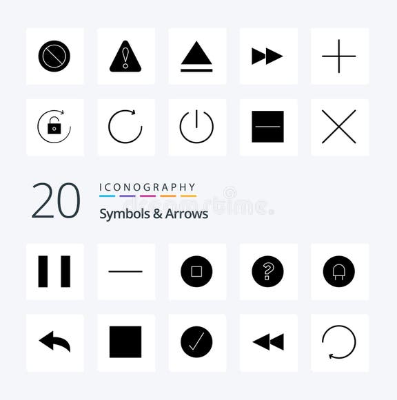 20 Symbols Arrows Solid Glyph Icon Pack Like Ok Circle Charge Check Undo Stock Vector ...