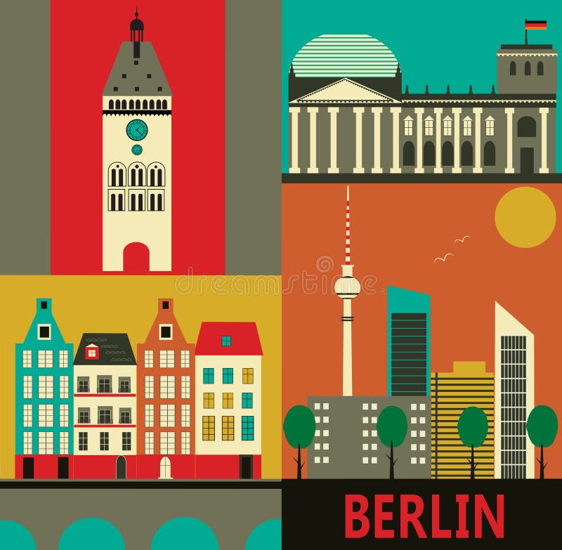 Berlin city. stock vector. Illustration of panoramic - 30041487