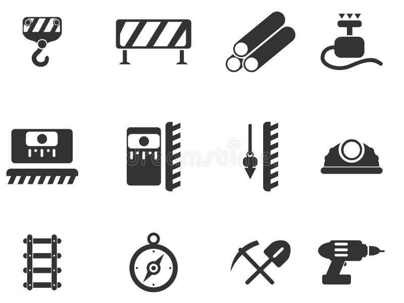 Symbols of Building Equipment Stock Vector - Illustration of shovel ...