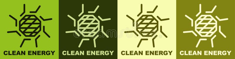 Symbols of Clean, Renewable and Alternative Energy. Set of Solar Energy ...