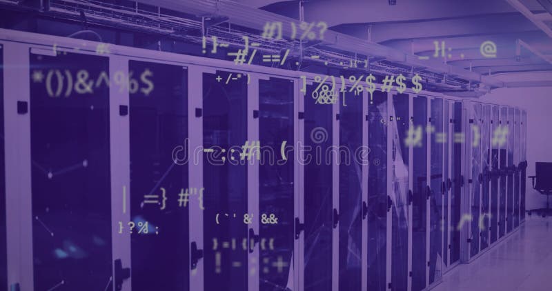 Symbols And Coding Image Over Server Racks In Data Center Stock Image Image Of Infrastructure
