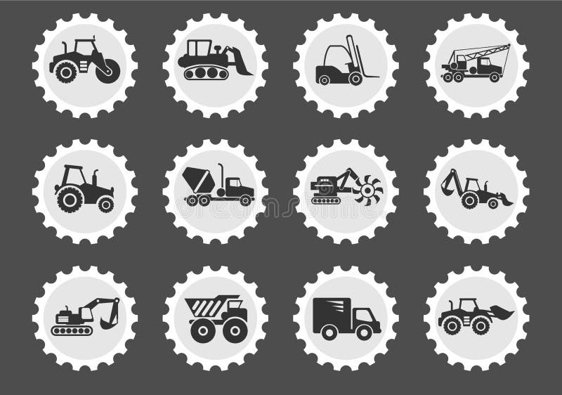 Symbols of Construction Machines Stock Illustration - Illustration of ...