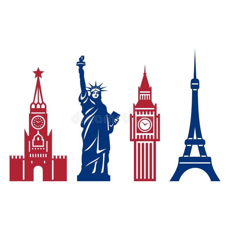 Symbols of countries stock vector. Illustration of contour - 189223741