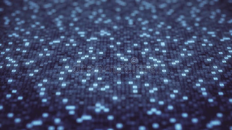 Symbols Flashing Across Blue Computer Screen. 3D Rendering Stock ...