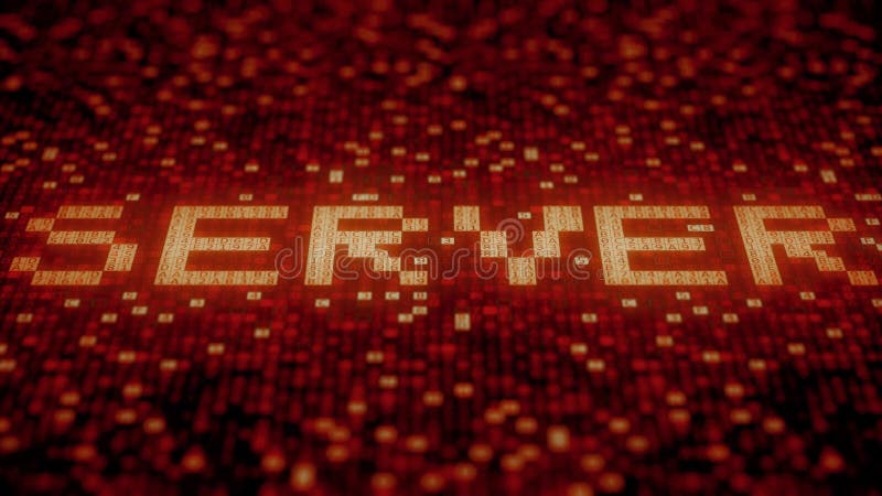 Flashing Hexadecimal Symbols on a Red Computer Screen Compose ALERT Word. Loopable 3D Animation ...